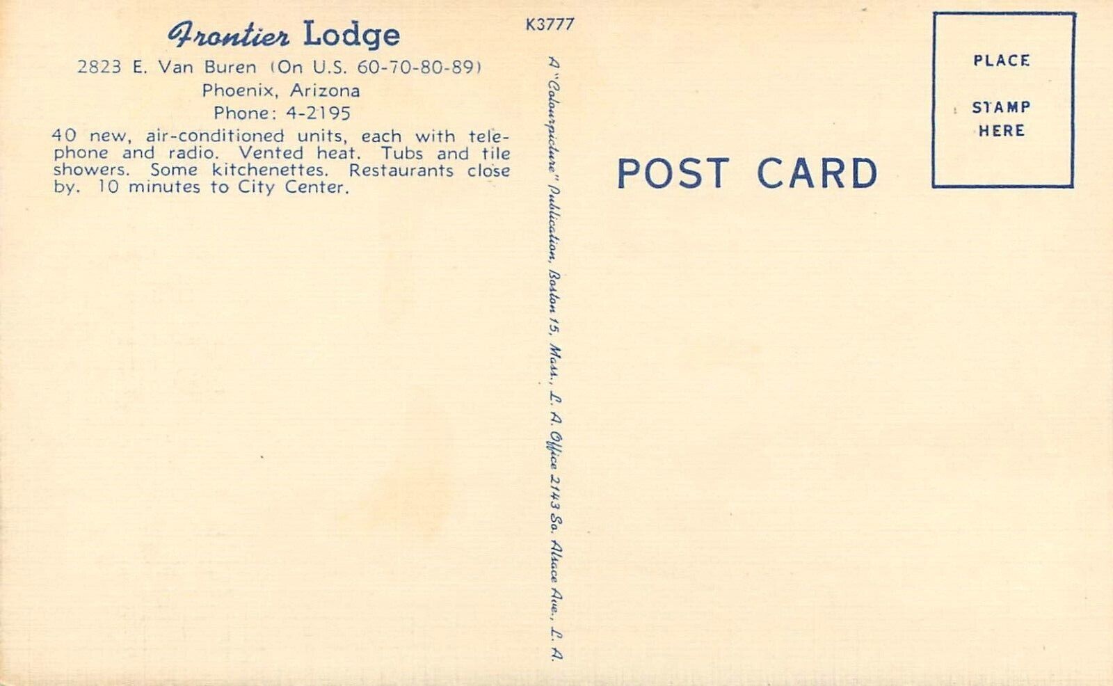 Arizona Phoenix Frontier Lodge roadside Colorpicture Postcard linen 22 ...