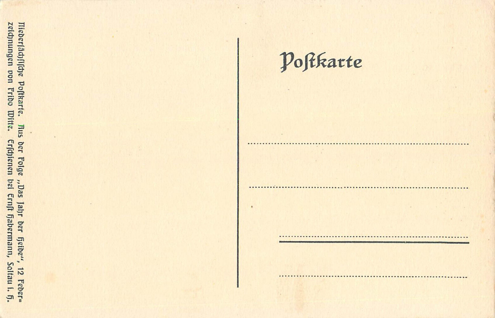 Lower Saxony postcard series Months of the Year drawing by Frido Witte ...