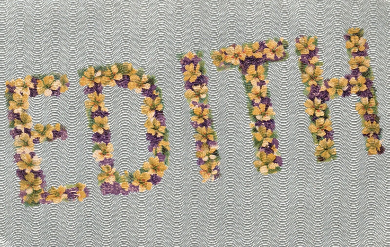 Vintage Postcard Edith Name Lettering Petals Design Yellow and Purple ...