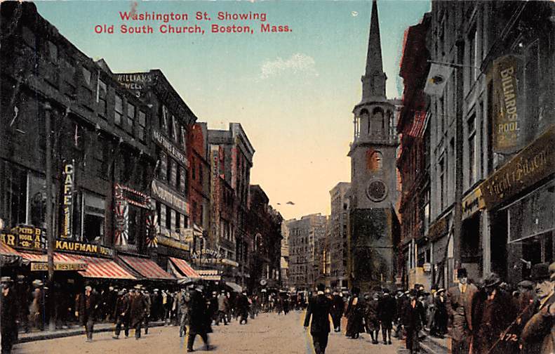 Washington Square showing Old South Church - Boston, Massachusetts MA ...