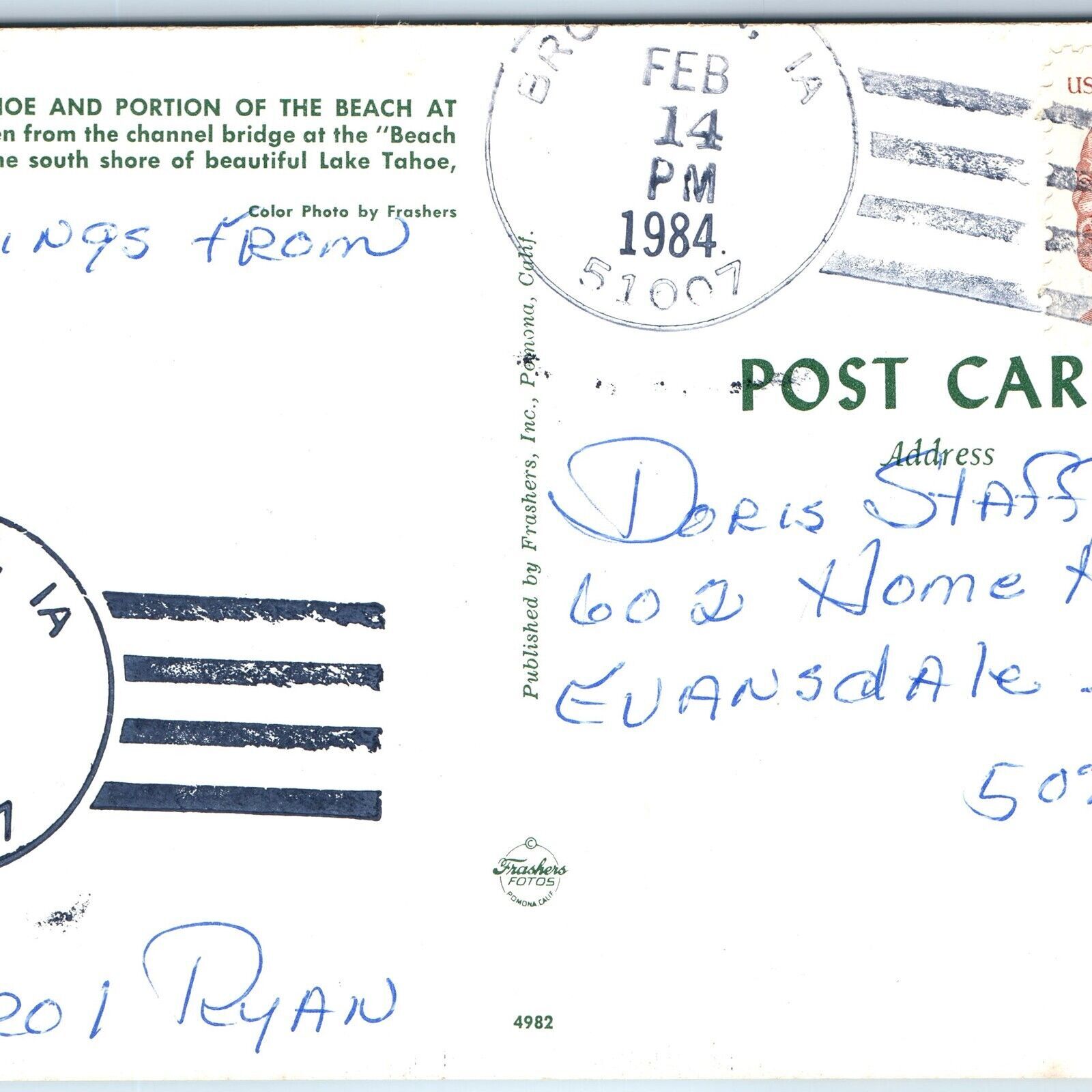 1984 Bronson, IA Post Office Cancel Postcard Town USPO Postal History ...