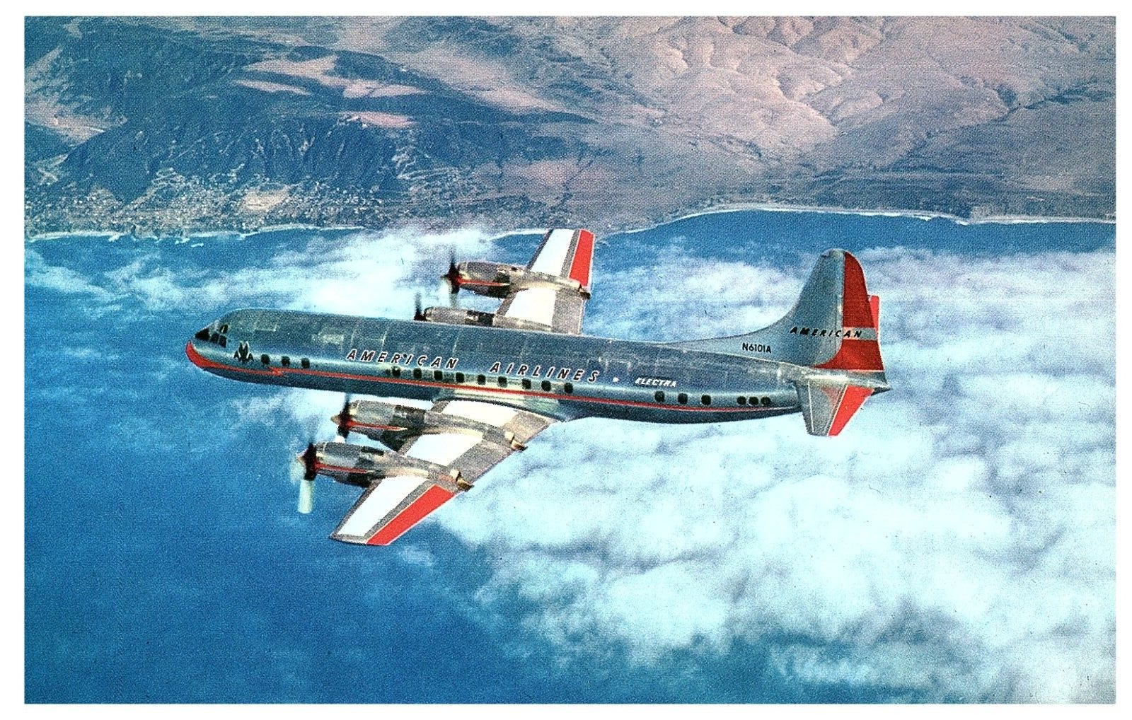 American Airlines Jet Powered Electra Flagship Airplane Postcard ...