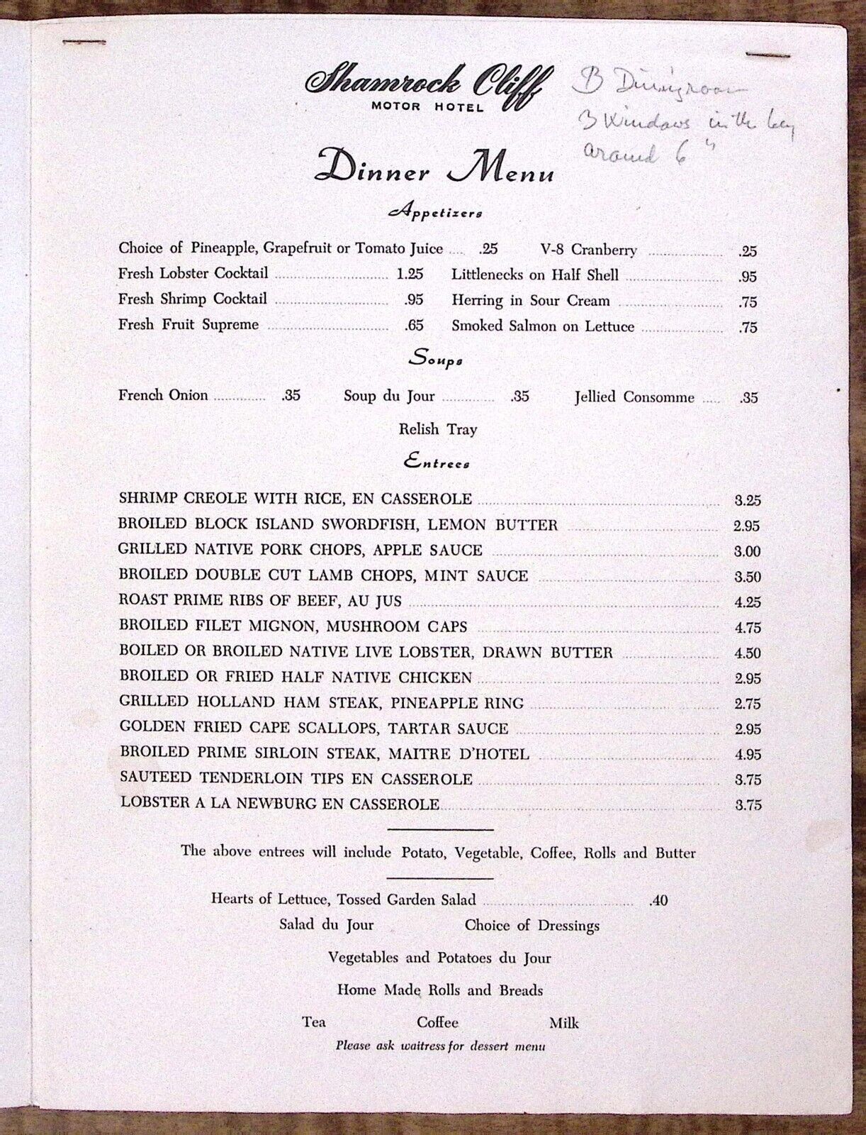 1950s Shamrock Cliff Motor Hotel Newport Rhode Island Ocean DR Dinner ...
