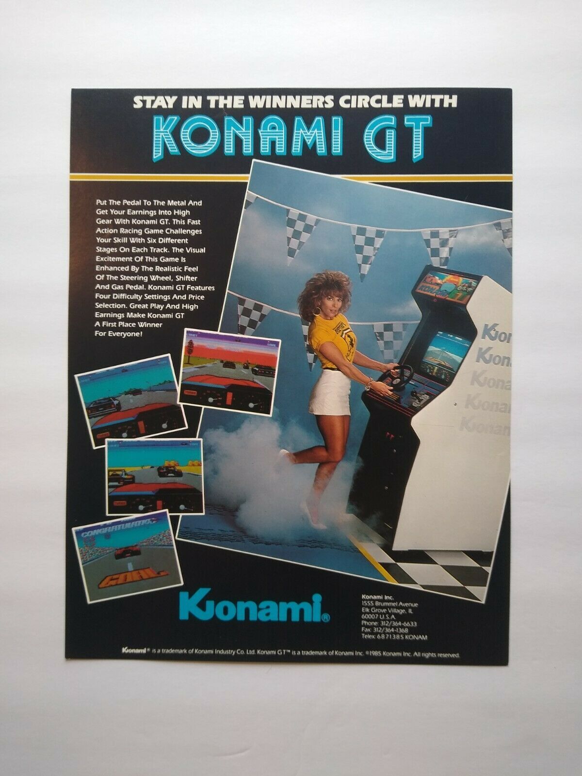 Konami GT Arcade FLYER 1985 Original Video Game Art Print Sexy Lady ...