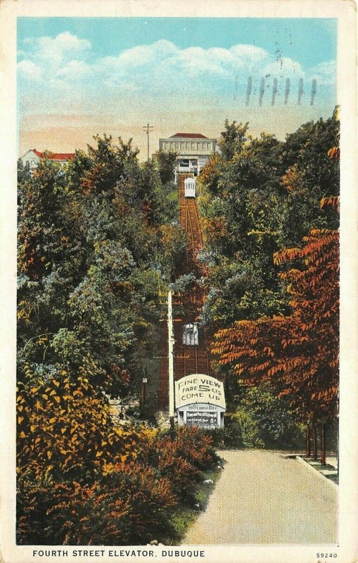 Dubuque Iowa 1931 Postcard Fourth Street Elevator Cog Incline Railway ...