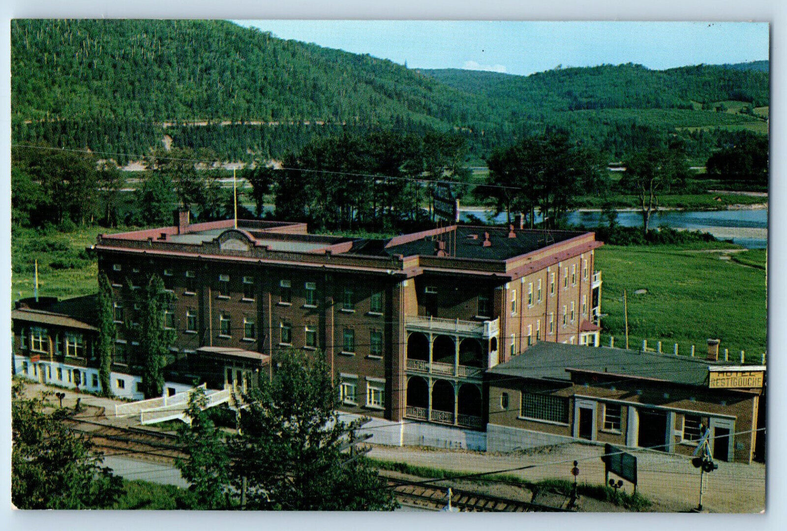 Matapedia Quebec Canada Postcard Hotel Restigouche Aerial View c1950's ...