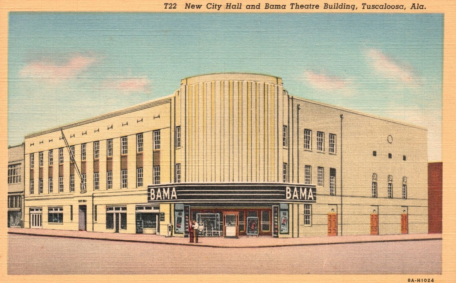 Vintage Postcard 1920's New City Hall & Bama Theatre Building ...