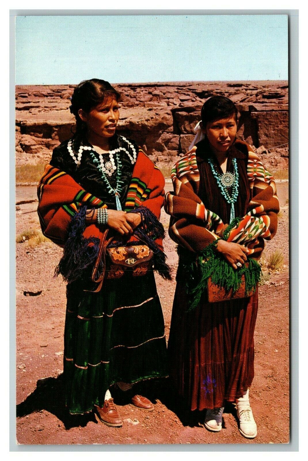 Vintage 1960's Postcard Native American Navajo Women in Traditional ...