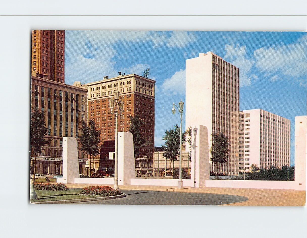 Postcard Skyline as Seen from the Civic Center Detroit Michigan USA ...