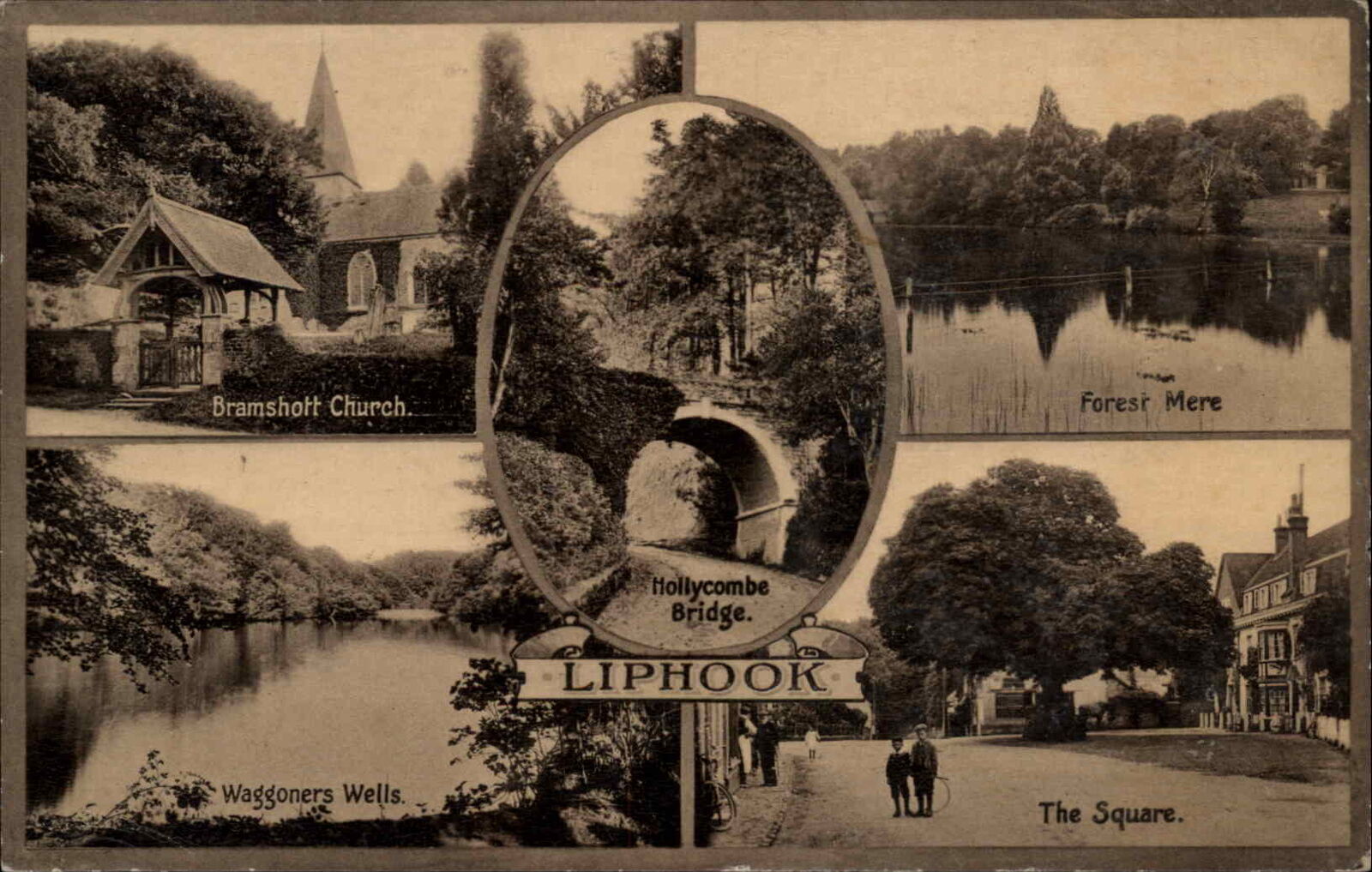 Antique Postcard Liphook HAMPSHIRE Bramshott Church Hollycombe Bridge ...