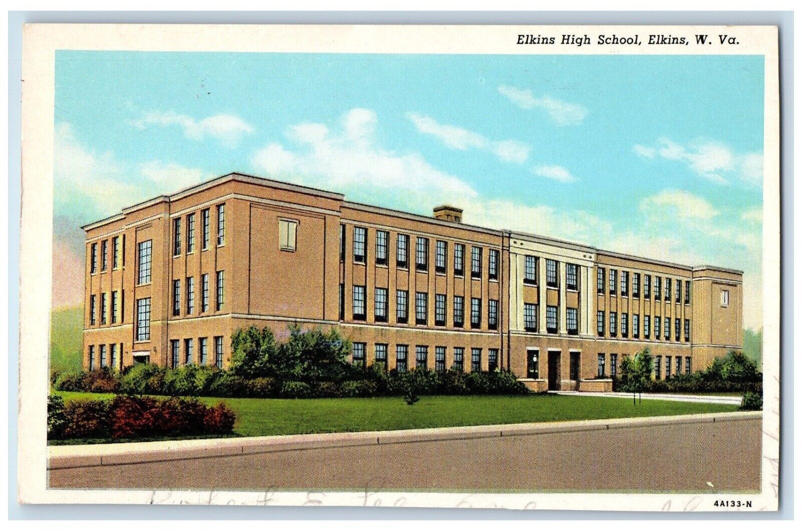 c1940 Elkins High School Exterior Building Elkins West Virginia Vintage ...