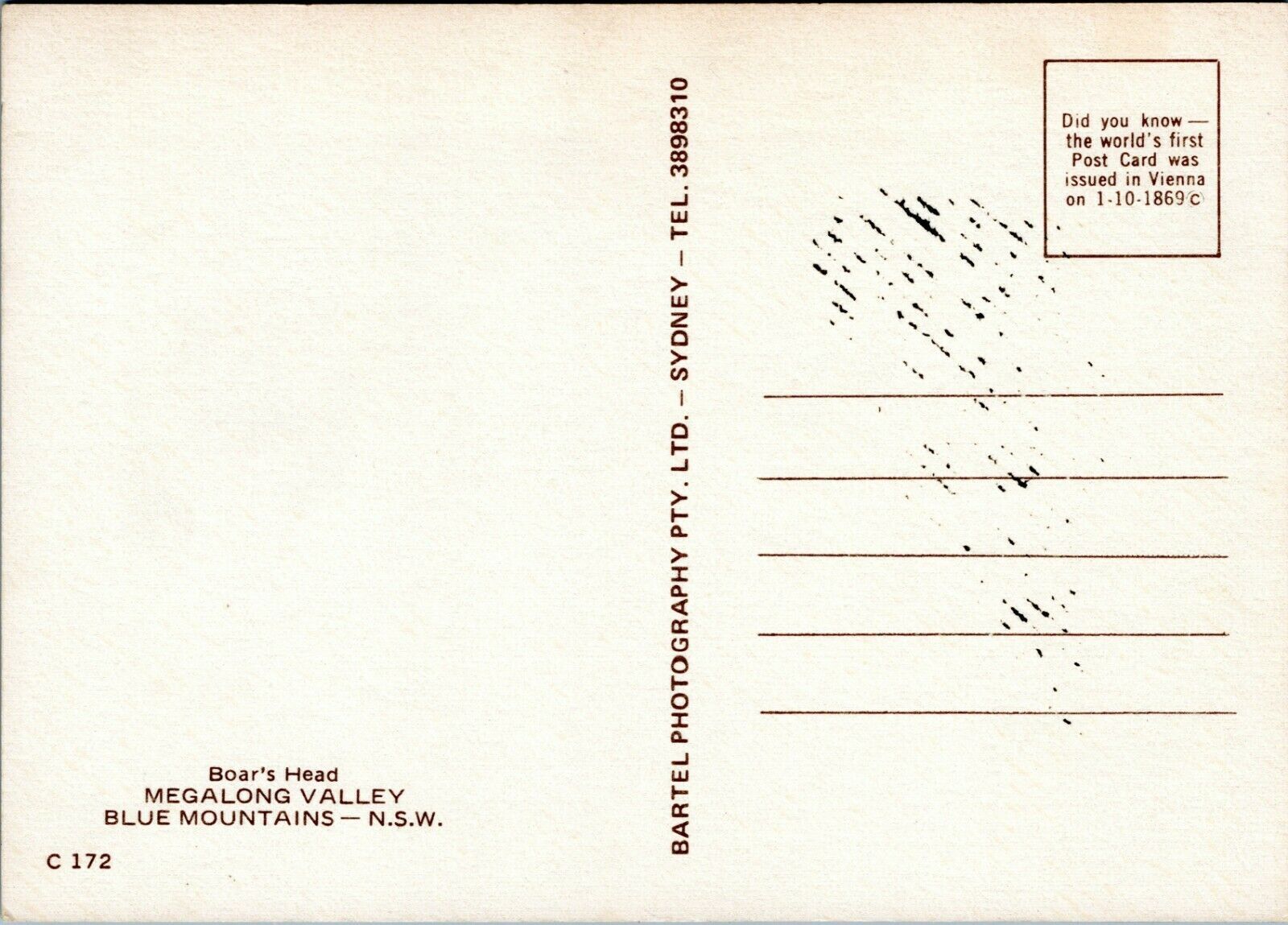 postcard Australia, Blue Mountains - Boar's Head, Megalong Valley ...