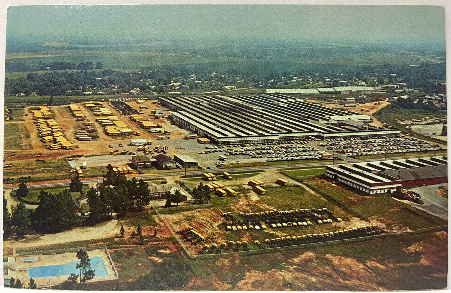 FORT VALLEY GEORGIA Blue Bird Body Company Vintage School Bus Arial ...