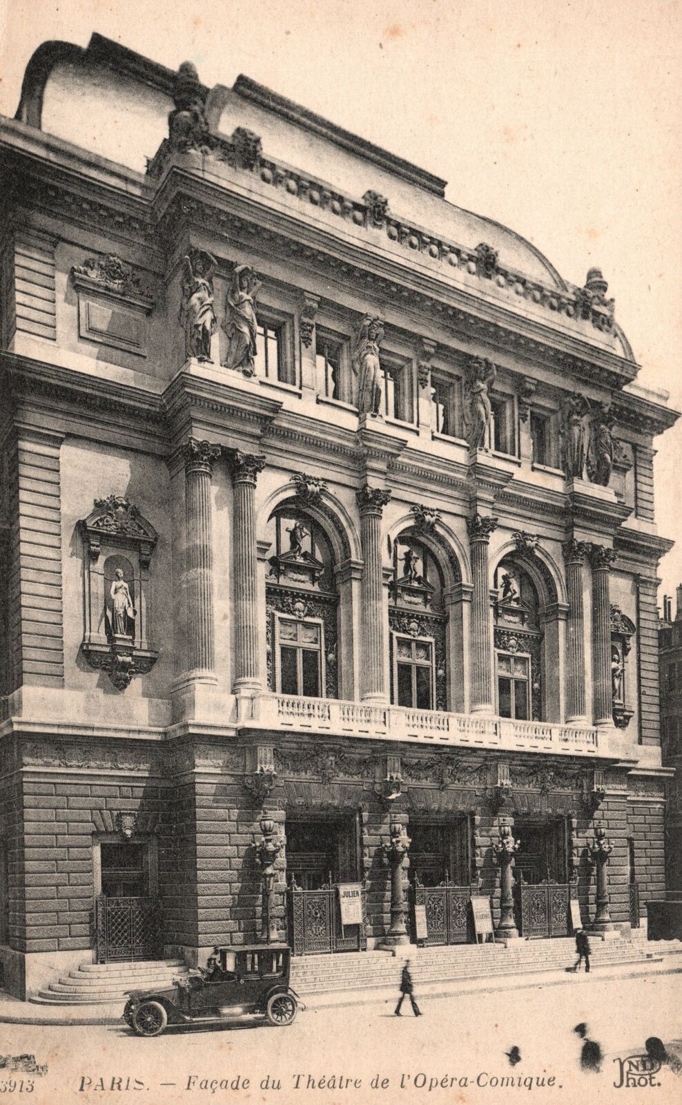 Vintage Postcard Facade Du Theatre De L'Opera Comique Opera House Paris ...