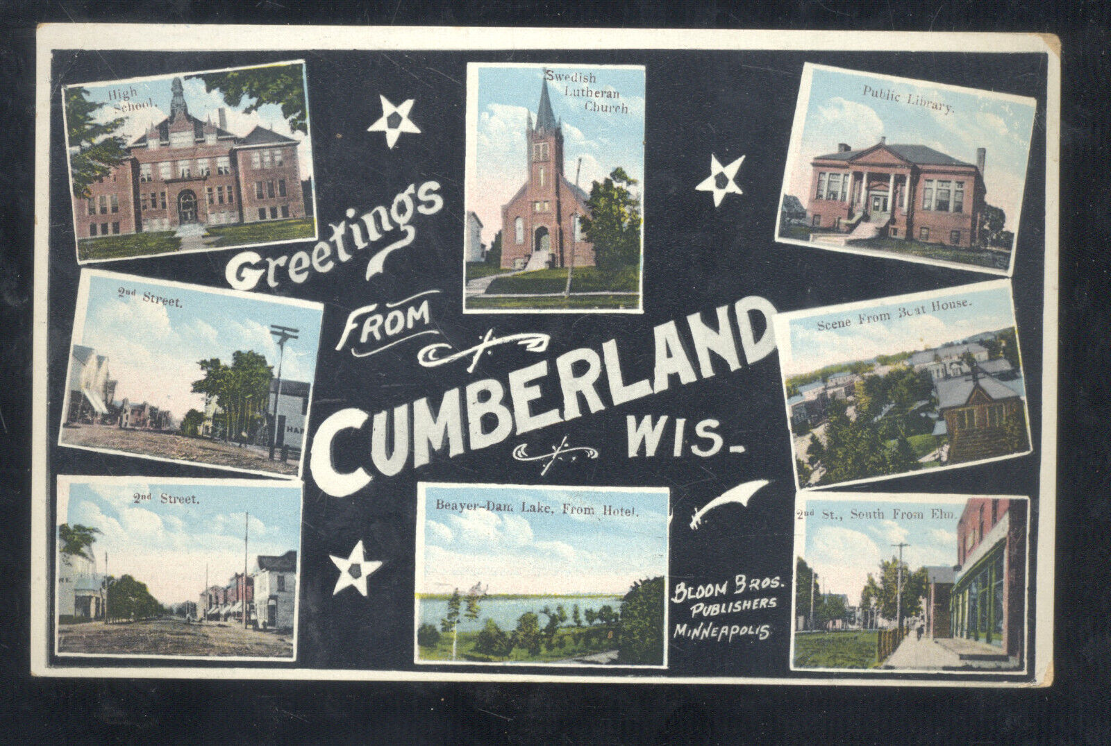 Greetings From Cumberland Wisconsin Downtown Multi View Vintage ...