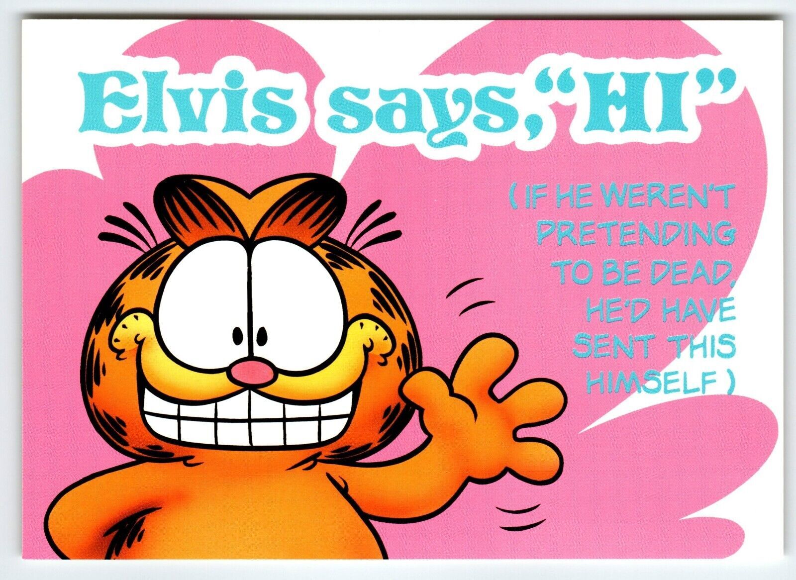 Garfield Cat Postcard Elvis Says Hi Jim Davis 1978 Tabby Cartoon Kitten ...