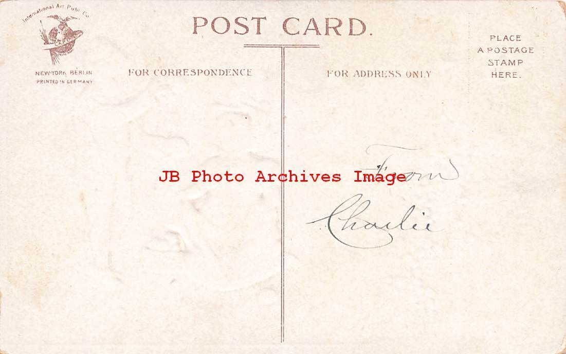 Birthday, IAP No 97 F, Boy & Girl Picking Apples, Forget Me Not Flowers ...