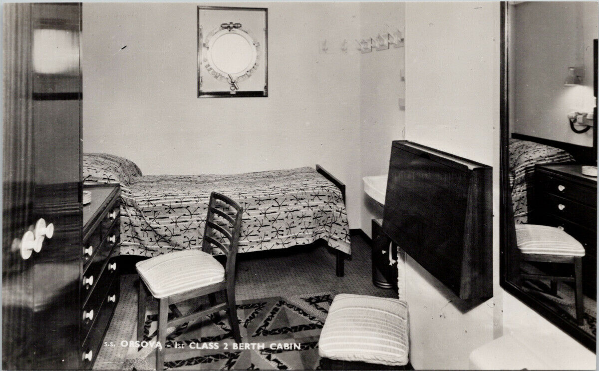 SS 'Orsova' Ship Class 2 Berth Cabin Room UNUSED Real Photo Postcard ...