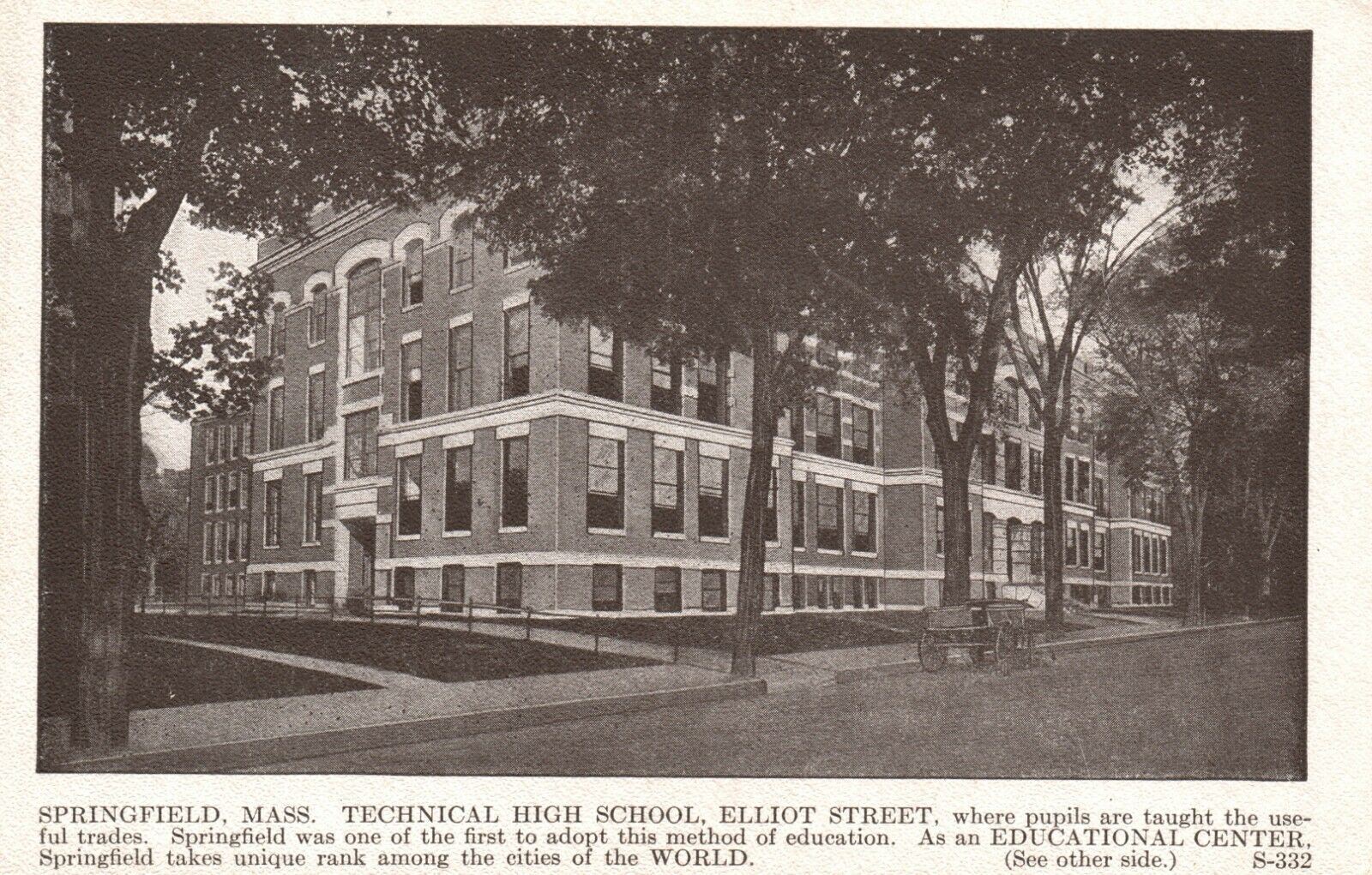 Vintage Postcard 1910's Technical High School Elliot Street Springfield ...
