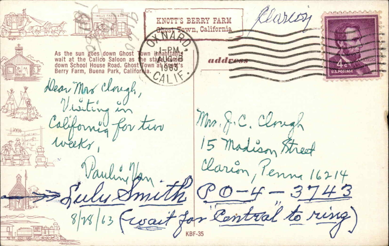 Knotts Berry Farm, CA Amusement Park Calico Saloon Donkey c1950s-60s ...