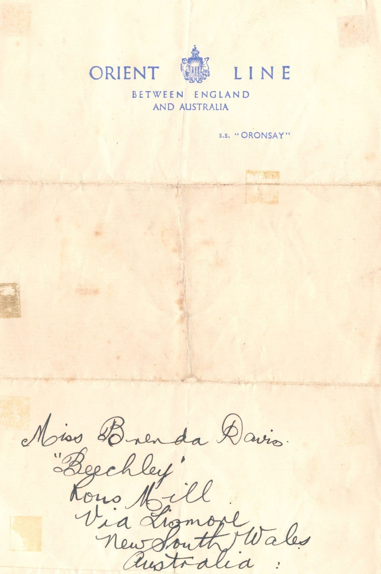 SS Oronsay Australia Cruise Orient Line Ship Writing Paper | Topics ...