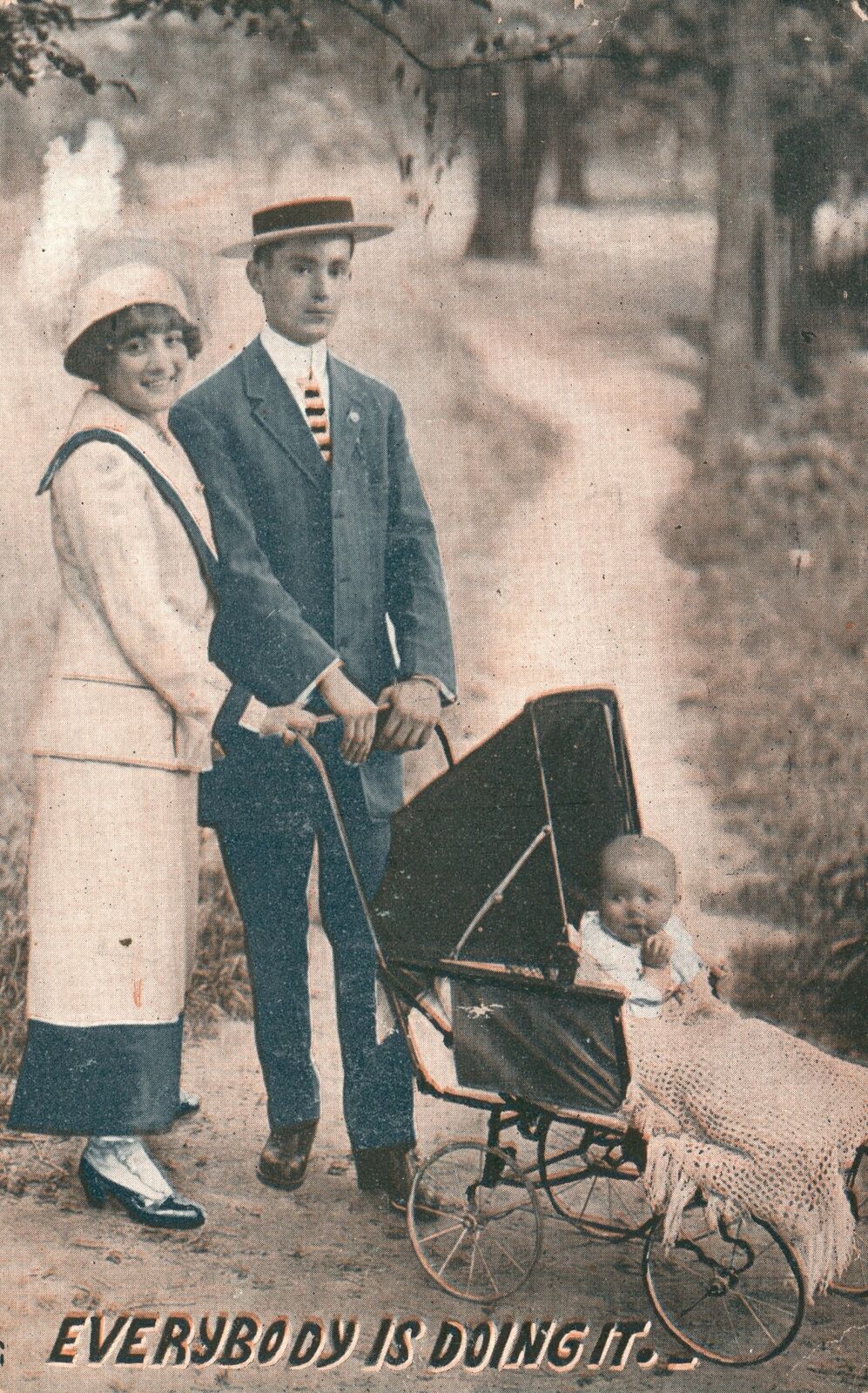 Vintage Postcard 1912 Couple With Their Baby Out For A Stroll Family ...