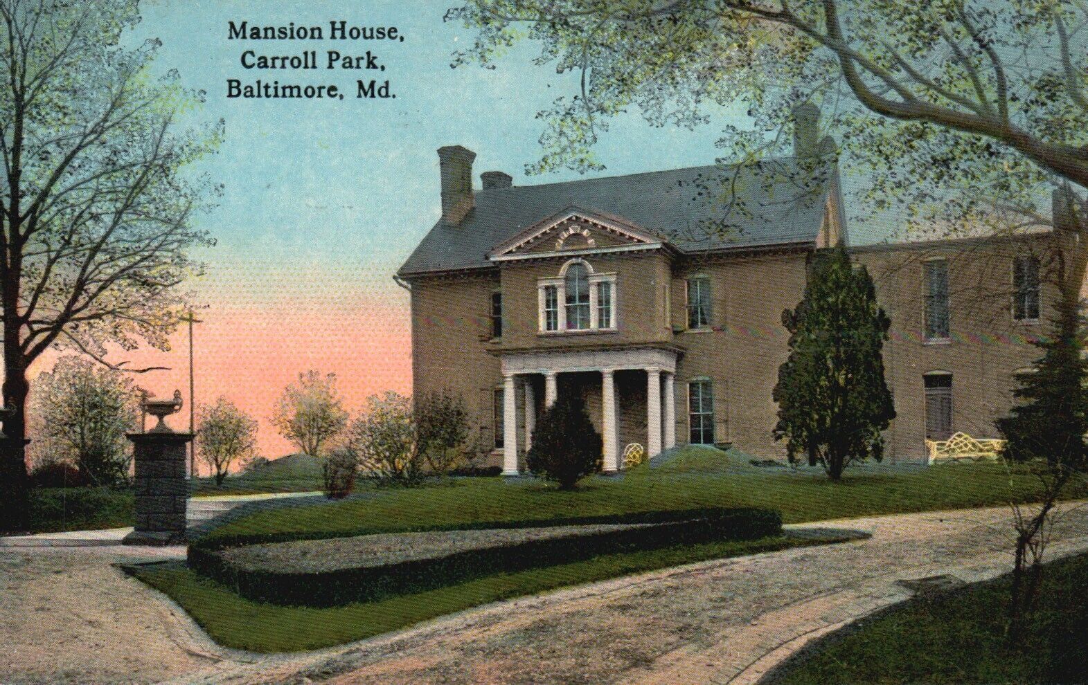 Postcard MD Baltimore Mansion House Carroll Park Posted 1914 Vintage PC ...