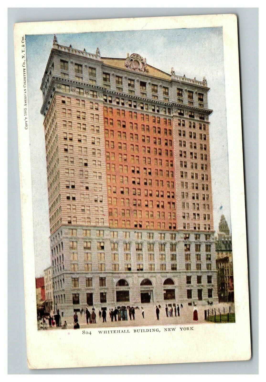Vintage 1900's Colorized Photo Postcard Whitehall Building New York ...