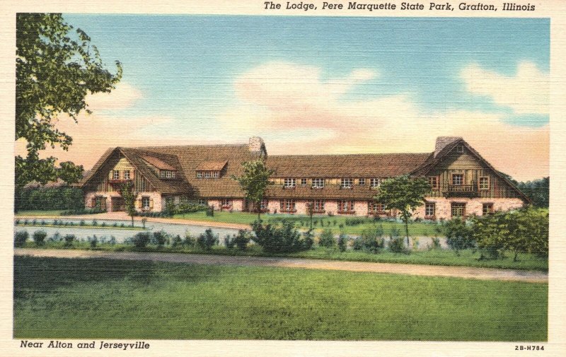 Vintage Postcard 1930's The Lodge Pere Marquette State Park Grafton ...