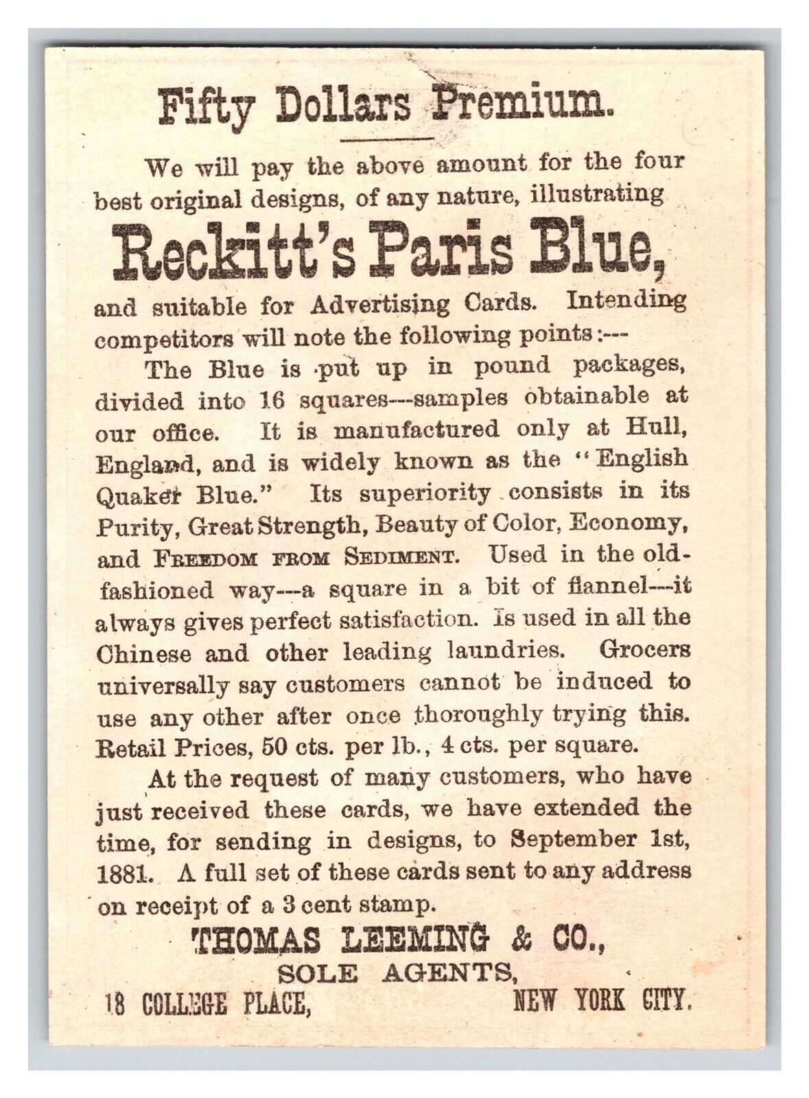 1870's House Elf Fairy Bringing Reckitt's Paris Blue Thomas Leeming Co ...