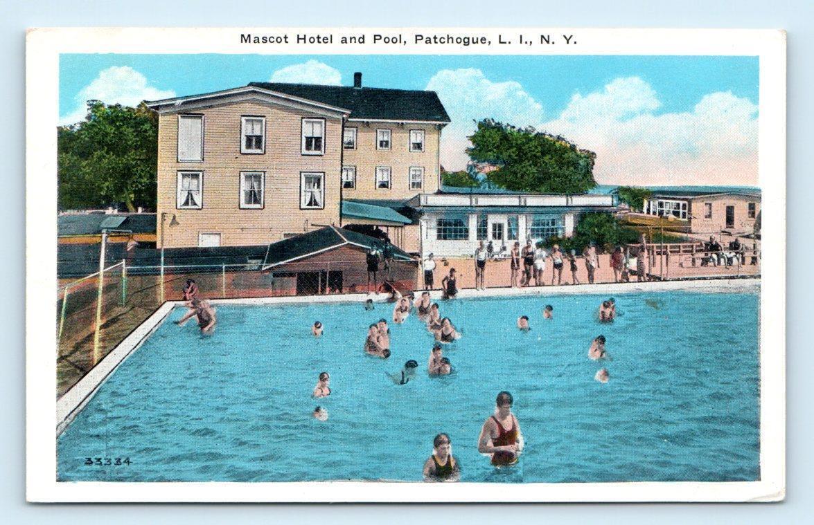PATCHOGUE, LONG ISLAND New York NY ~ MASCOT HOTEL Swimming Pool c1920s ...