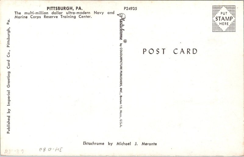 Vtg Pittsburgh PA Navy & Marine Corps Reserve Training Center Postcard ...