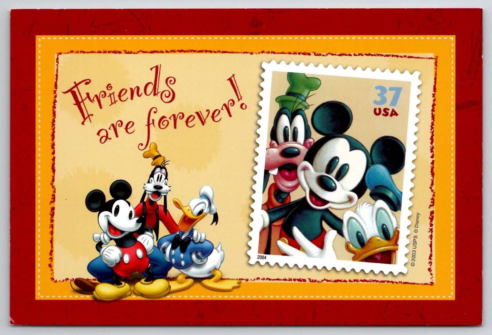 Disney Mickey Donald Duck Goofy Friends Are Forever 4x6 USPS 2003 ...
