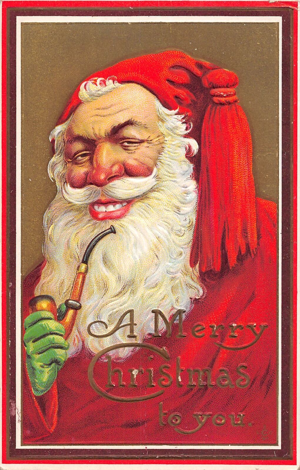 Santa Claus Smoking A Pipe