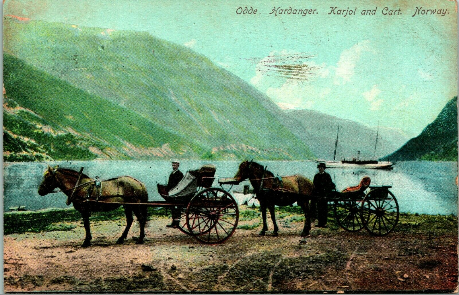 Vtg Postcard 1910 UDB Odde Kardanger Norway - Horse & Cart - Karjol and ...