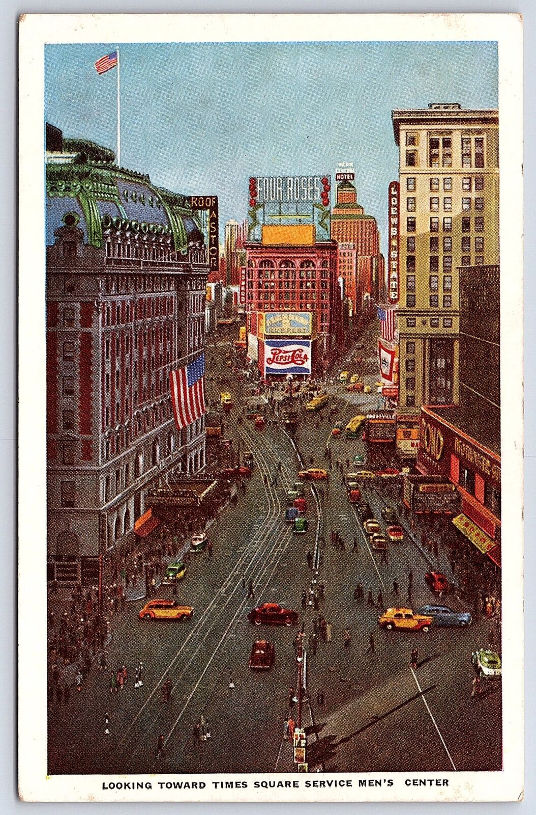 Vintage Postcard Times Square Service Men's Center Highway Buildings ...
