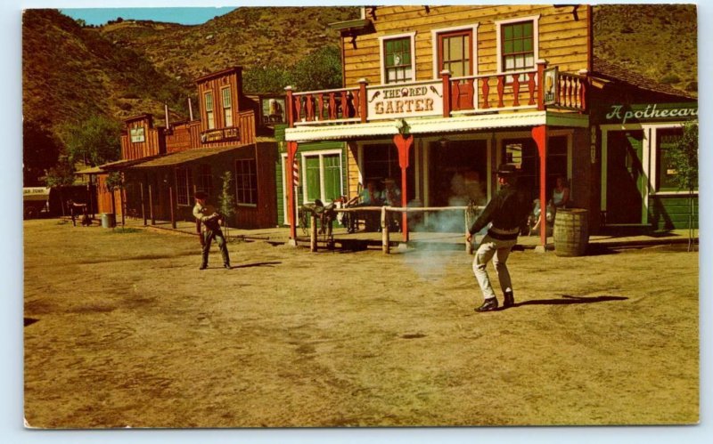 2 Postcards EL CAJON, CA ~ Theme Park FRONTIER TOWN Train & Gunfight ...