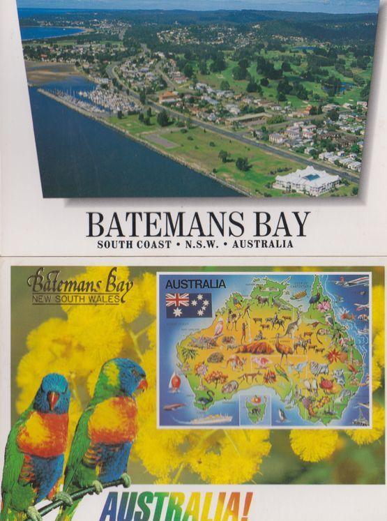Batemans Bay Parrot Budgie Aerial 2x Australian Map Postcard ...