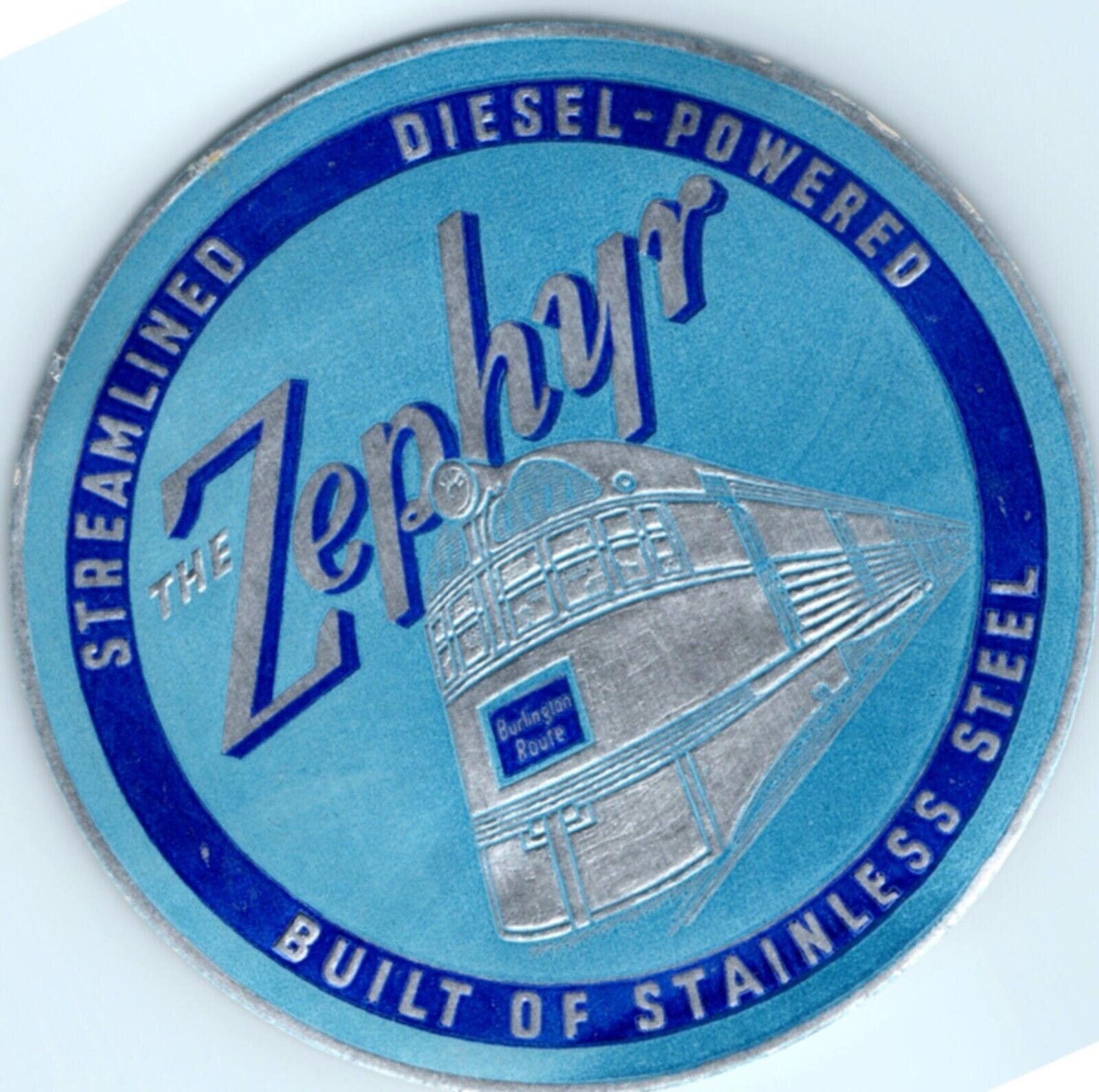 c1930s Burlington Route Zephyr Streamliner Train Railway Luggage Label ...