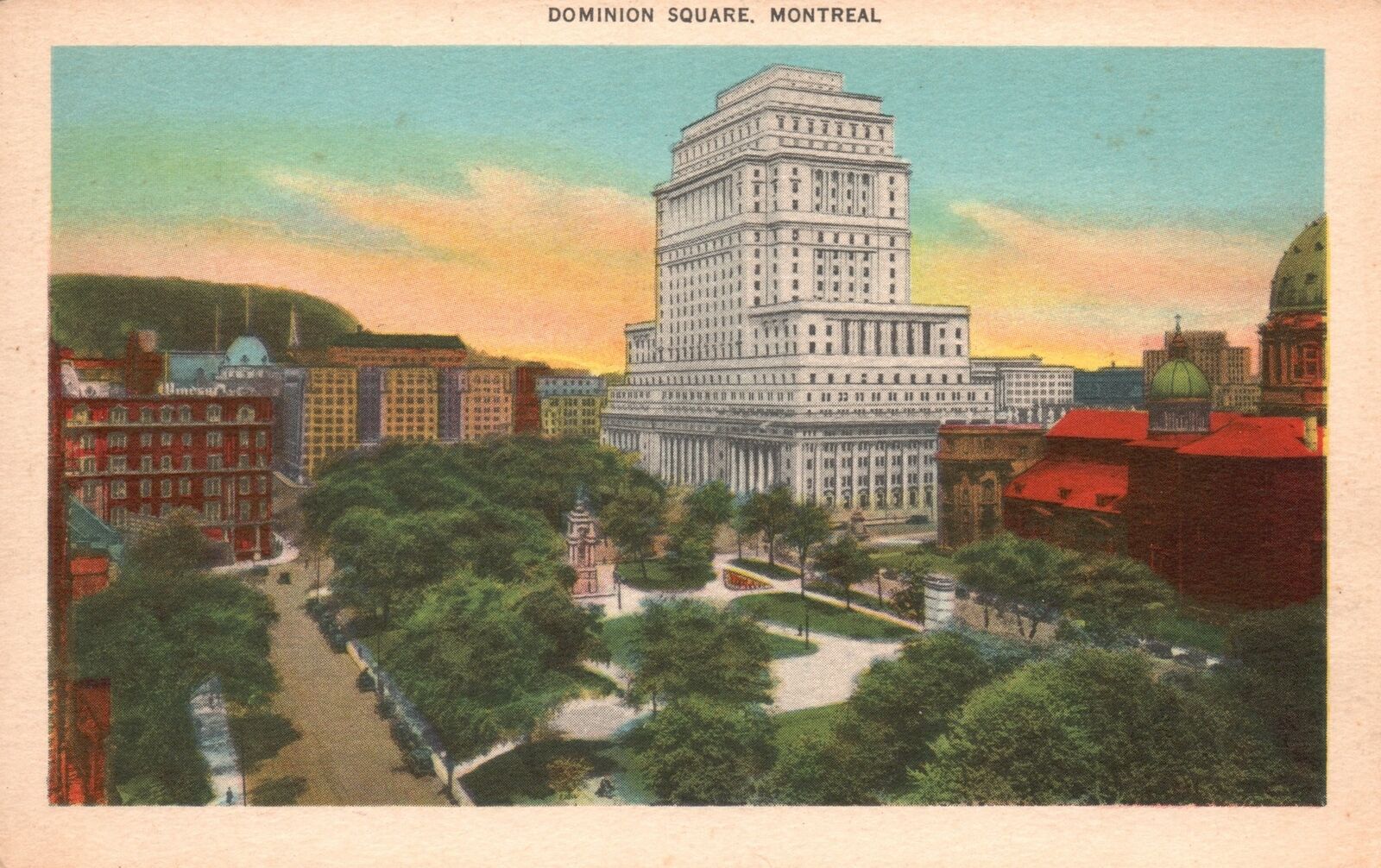 Vintage Postcard 1920's Dominion Square Building Montreal Canada CAN ...