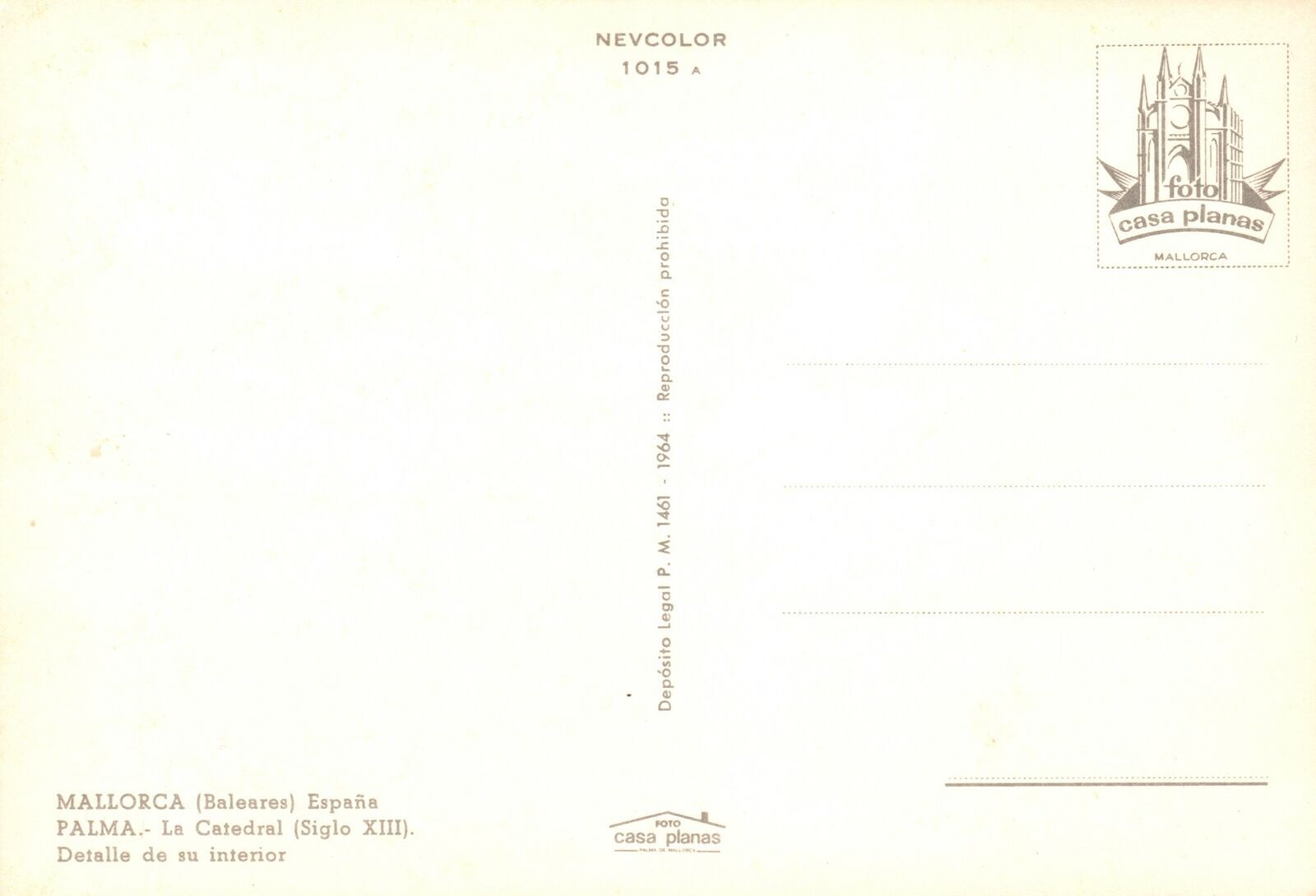 Postcard Palma La Catedral XIII Century Detalle De Su Interior Mallorca ...