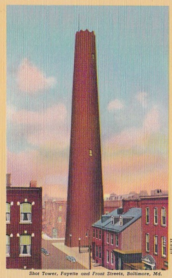 Maryland Baltimore Shot Tower Fayette and Front Streets Curteich ...