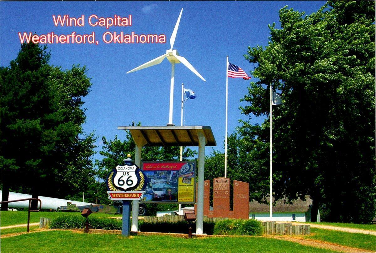 Weatherford, OK Oklahoma WIND CAPITAL & ROUTE 66 Sign & Windmill 4X6 ...