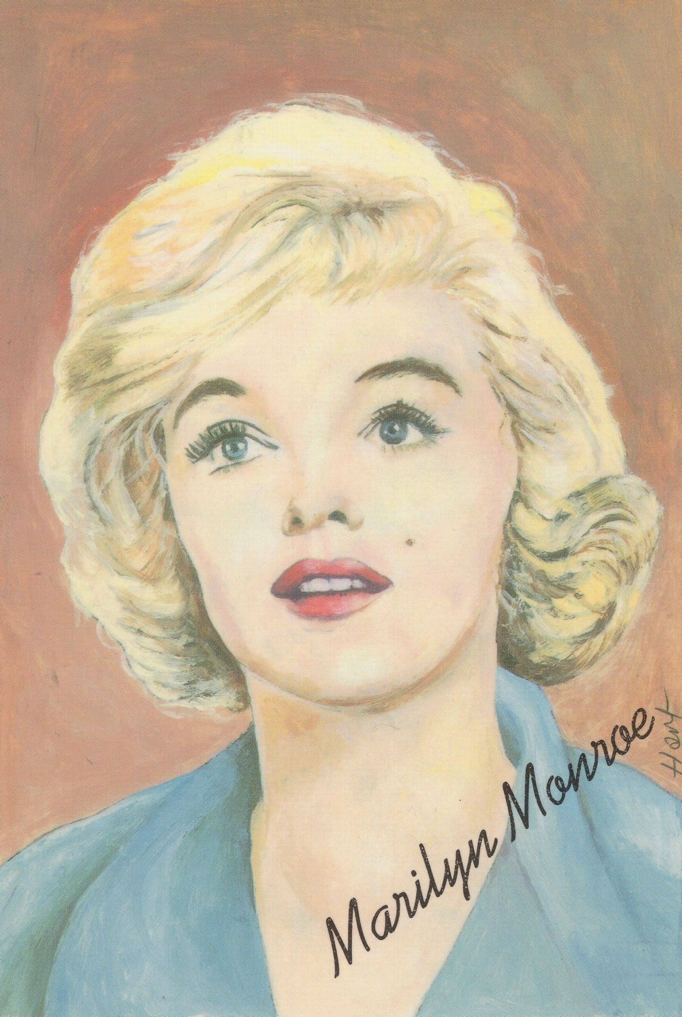 Marilyn Monroe Hollywood Film Star Rare Jane Hart Painting Postcard ...