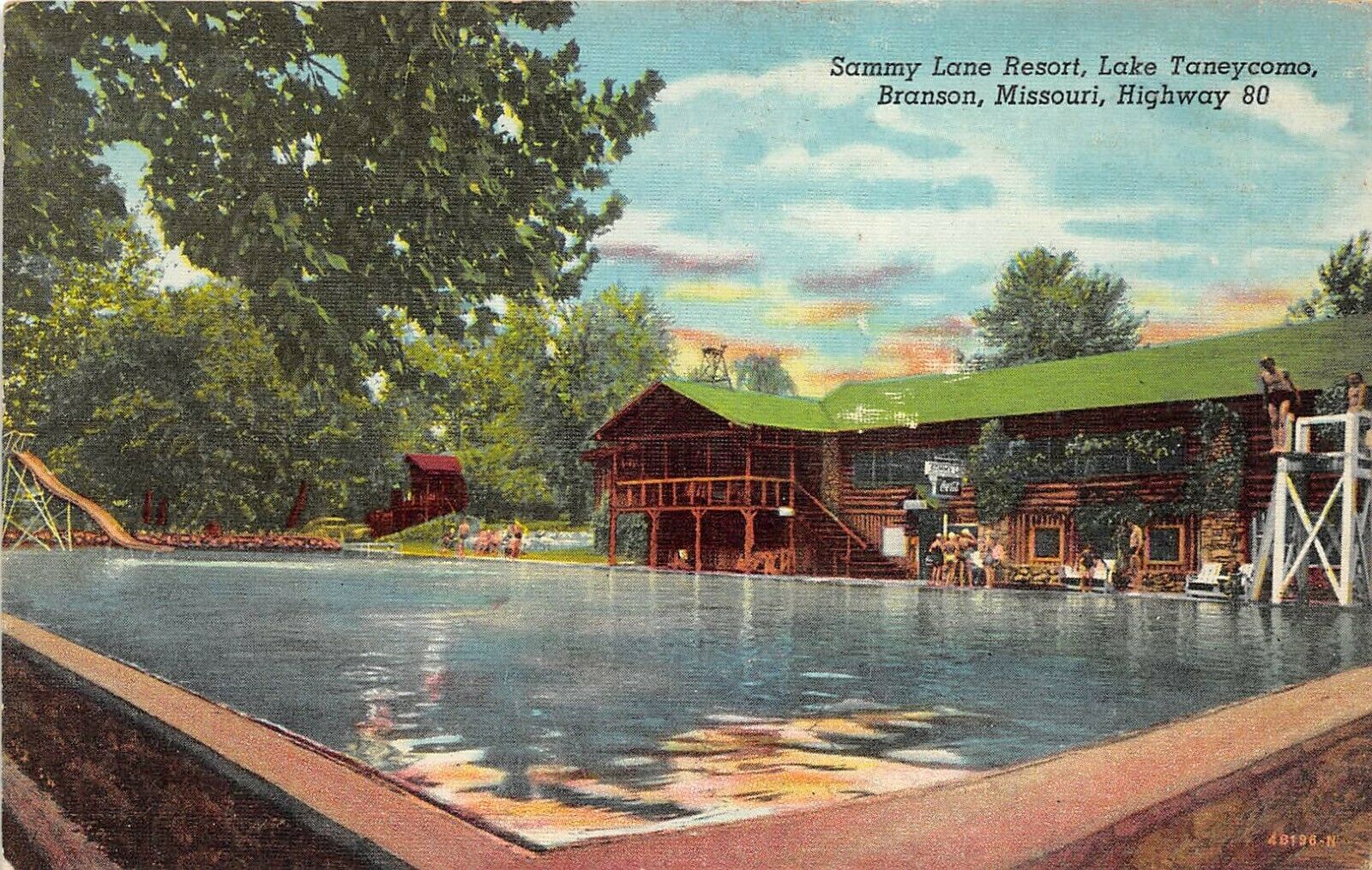 Branson Missouri 1949 Postcard Sammy Lake Resort Lake Taneycomo Pool ...