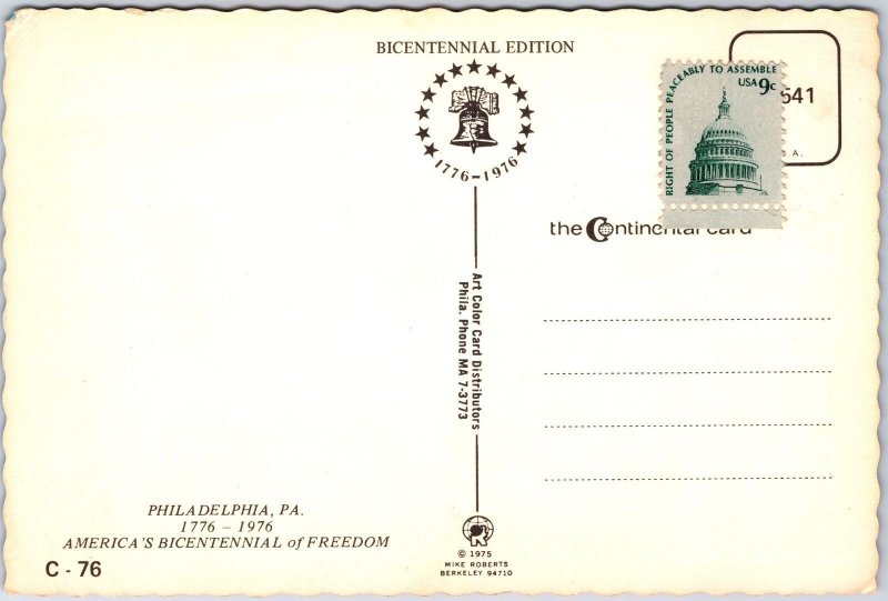 Vintage Continental Size Postcard Philadelphia the Bicentennial City ...