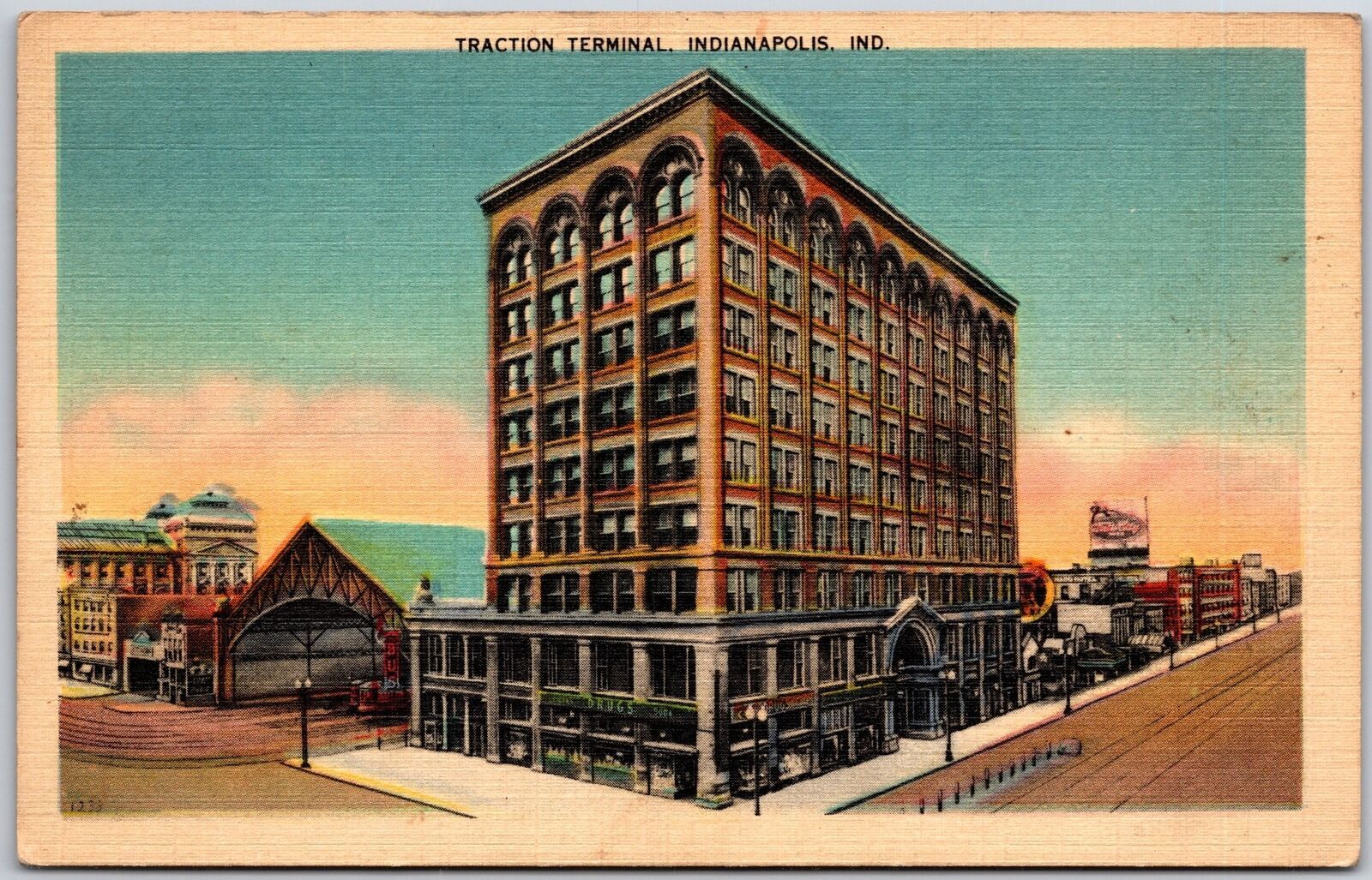 Indianapolis Indiana, 1942 Traction Terminal, Building, Street Corner ...