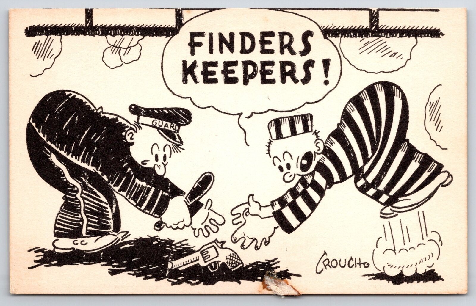 Finders Keepers Guard And The Boy Reaching For The Gun Comic Card ...