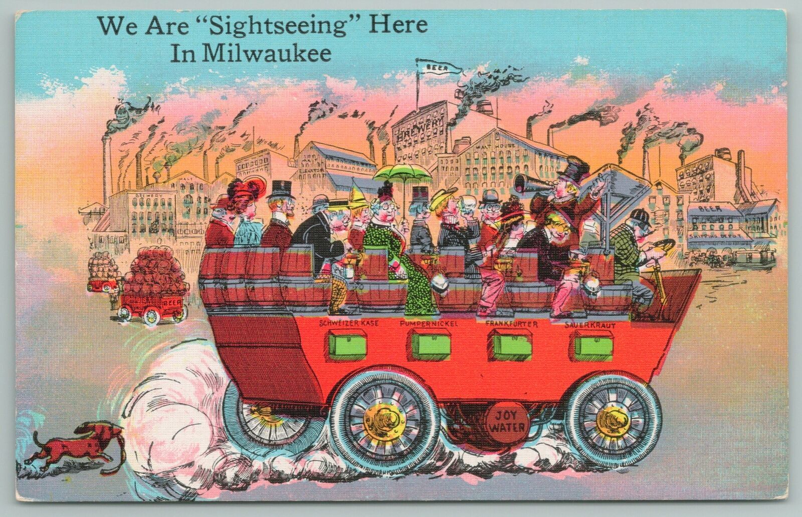 Milwaukee WisconsinSightseeing Cartoon of Cart1940s Linen Postcard ...