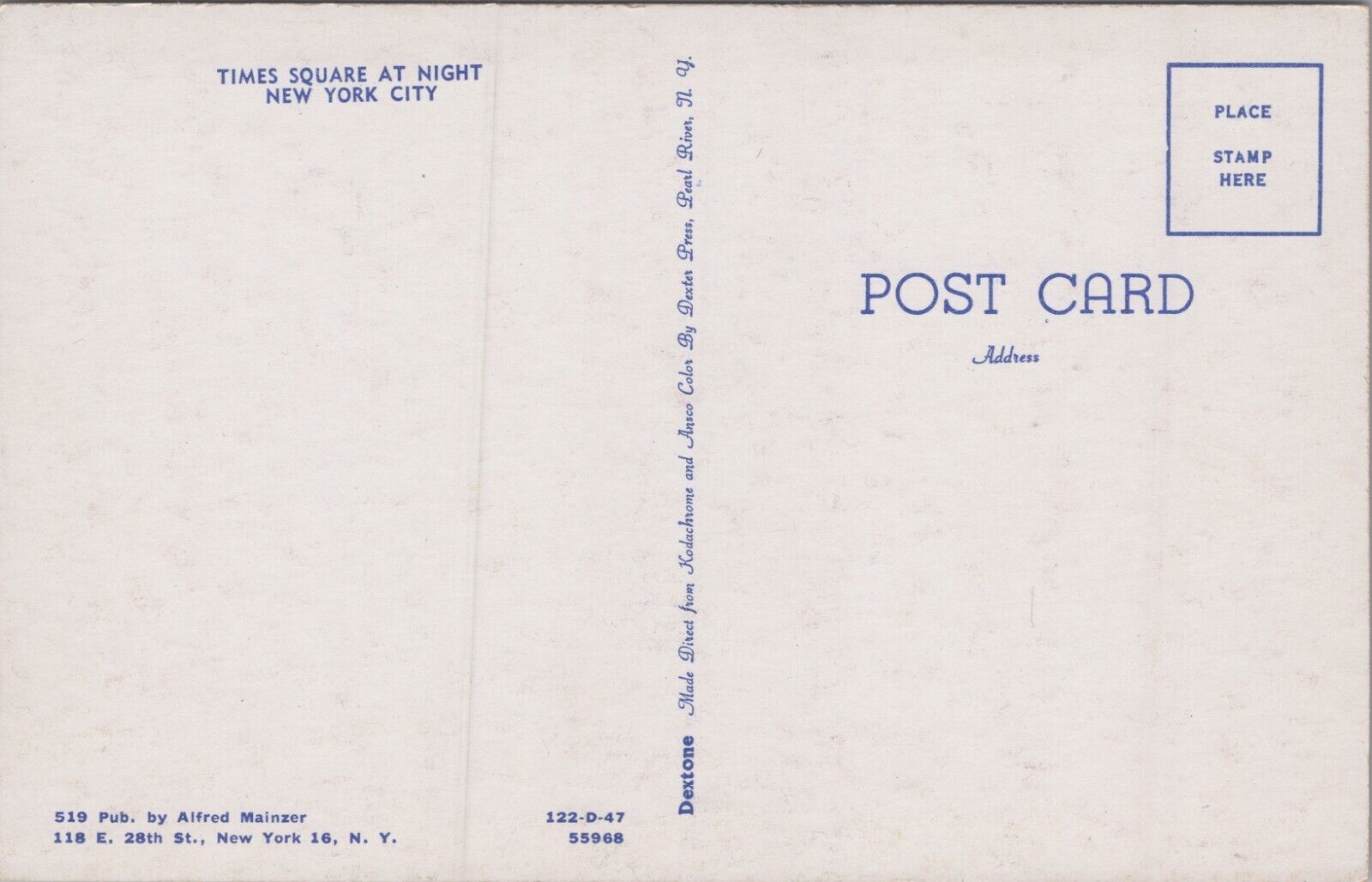 Times Square Garden New York City Postcard B243 | United States - New ...